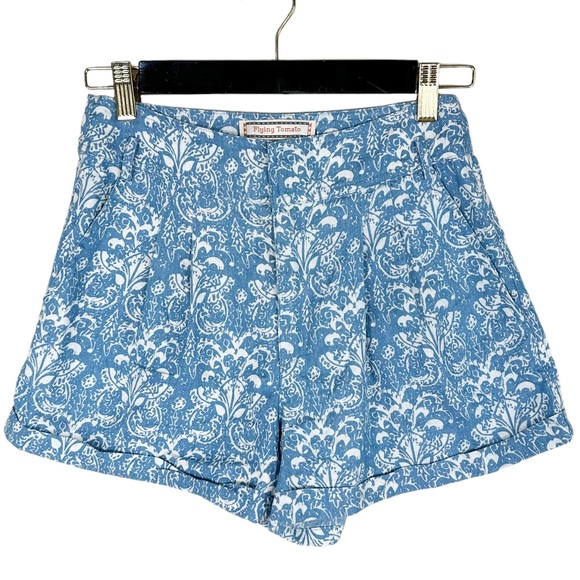 Flying Tomato | Shorts | Flying Tomato Blue High Waist Pleated Shorts ...